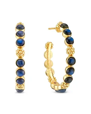 CAPUCINE DE WULF Berry Gem Medium Hoop Earrings - Blue/gold