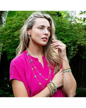 CAPUCINE DE WULF Berry Gem Medium Hoop Earrings - Turquoise