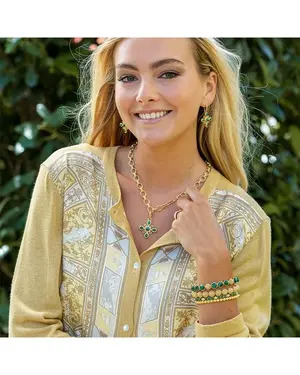 CAPUCINE DE WULF Hinged Bangle Bracelet With - Malachite