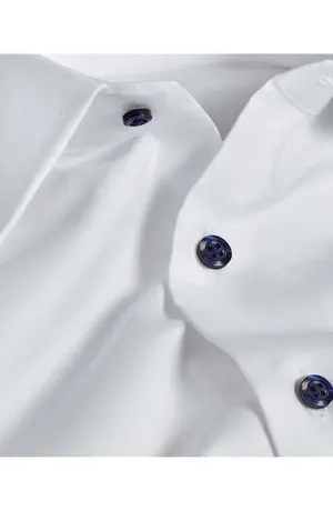 David Donahue Regular Fit Solid Dress Shirt - White
