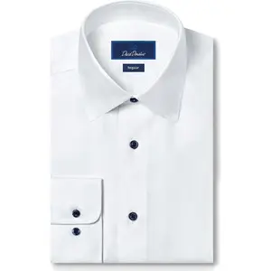 David Donahue Regular Fit Solid Dress Shirt - White