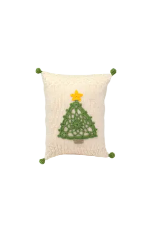 MELANGE COLLECTION Crochet Tree Mini Pillow - Ivory