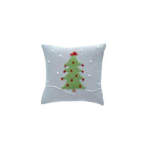 MELANGE COLLECTION 10" Snowy Christmas Tree Pillow - Grey
