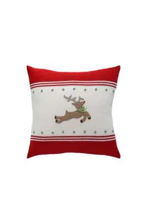 MELANGE COLLECTION 14" Reindeer Pillow - Red