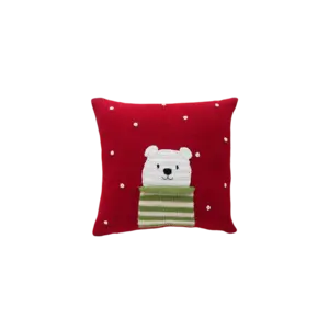 MELANGE COLLECTION 10" Polar Bear Pillow - Red