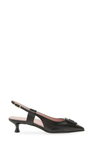 Naot Amber Pointed Toe Slingback Pump - Black Sheen Leather