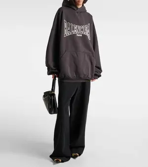 Balenciaga Logo Cotton Jersey Hoodie