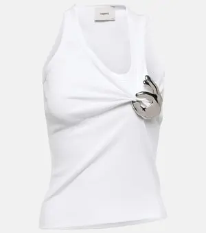 Coperni Embellished Cotton Tank Top - White