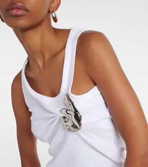 Coperni Embellished Cotton Tank Top - White
