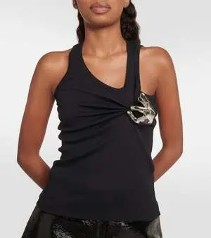 Coperni Embellished Cotton Tank Top - Black