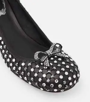 Rene Caovilla Crystal-embellished Leather Pumps