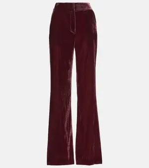 Veronica Beard Lebone High-rise Velvet Flared Pants