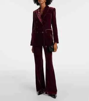 Veronica Beard Lebone High-rise Velvet Flared Pants