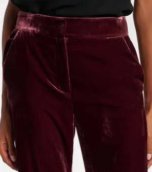 Veronica Beard Lebone High-rise Velvet Flared Pants