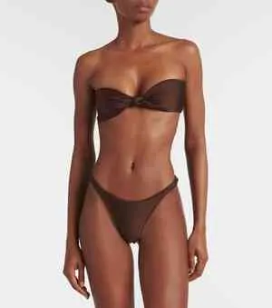 SAME Knotted Bandeau Bikini Top - Brown