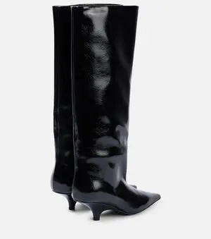 TOTEME Patent Leather Knee-high Pointed Toe Boots