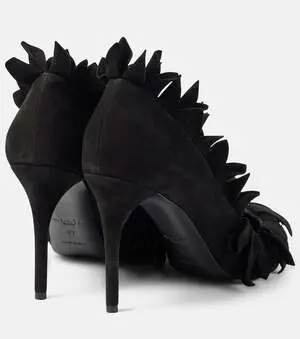 Alaïa Petal Ruffled Suede Pumps