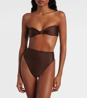 SAME Knotted Bandeau Bikini Top - Brown
