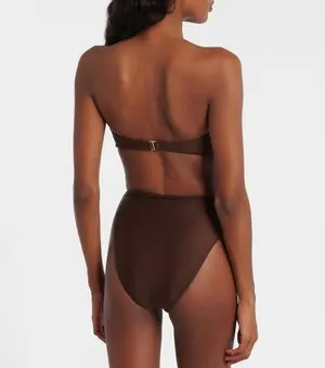 SAME Knotted Bandeau Bikini Top - Brown