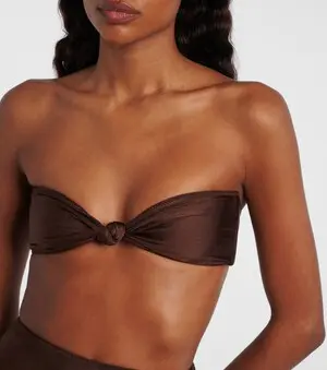 SAME Knotted Bandeau Bikini Top - Brown