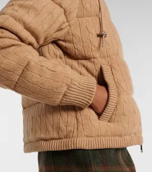 Polo Ralph Lauren Cable-knit Wool And Cashmere Down Jacket - Beige