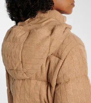 Polo Ralph Lauren Cable-knit Wool And Cashmere Down Jacket - Beige