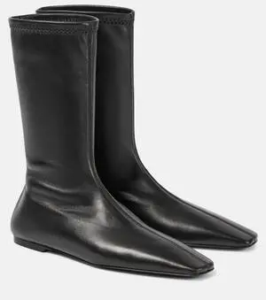 TOTEME Leather Sock Boots - Black