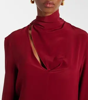 Victoria Beckham Scarf-detail Silk Blouse - Red
