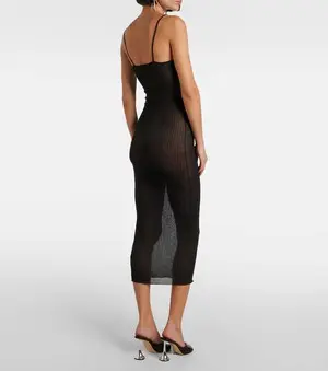 calvin klein sheer midi dress Sheer Panel Midi Slip Dress