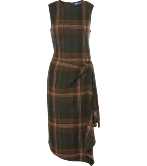 Polo Ralph Lauren Plaid Wool-blend Midi Dress - Green
