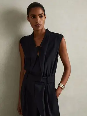 REISS Sara Tux Pleated Jumpsuit