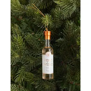 SELFRIDGES EDIT Rose Wine Bottle Glass Christmas Decoration 11cm