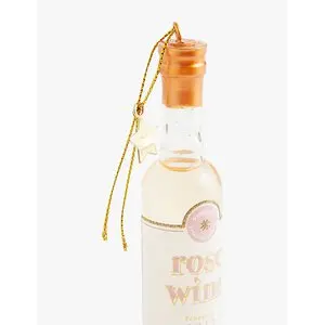 SELFRIDGES EDIT Rose Wine Bottle Glass Christmas Decoration 11cm