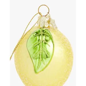 SELFRIDGES EDIT Glitter-embellished Lemon Glass Christmas Decoration 8cm