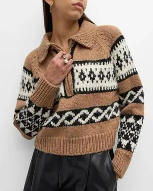 A.L.C. Carter Fair Isle Quarter-zip Sweater
