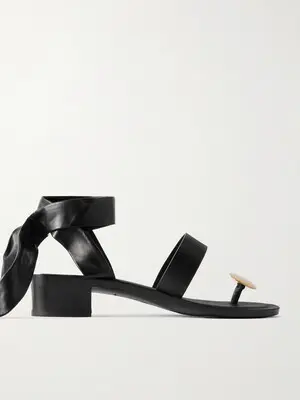 THE ROW Band Leather Sandals - Black