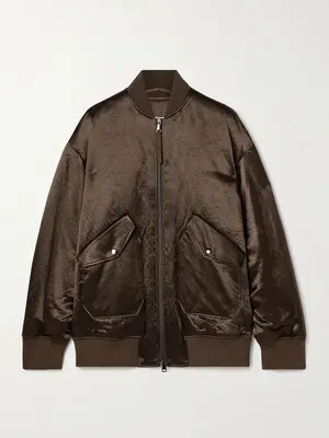 Max Mara Imelde Oversized Hammered-satin Bomber Jacket