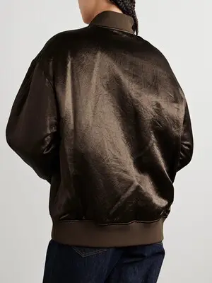 Max Mara Imelde Oversized Hammered-satin Bomber Jacket