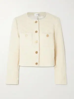 FRAME Cropped Cotton-blend Bouclé-tweed Jacket