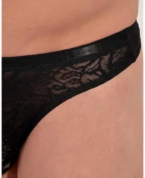 HOM Free Cut Lace G String - Black