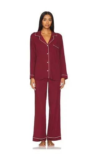Eberjey Eberjey Gisele Long Pj Set In Wildberry. Carbernet & Ivory