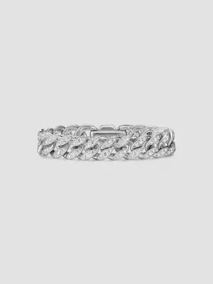 David Yurman Curb Chain Bracelet In Sterling - Diamond