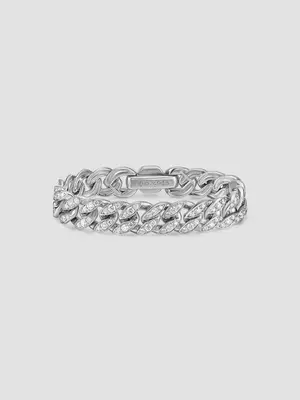 David Yurman Curb Chain Bracelet In Sterling - Diamond