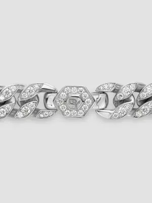 David Yurman Curb Chain Bracelet In Sterling - Diamond