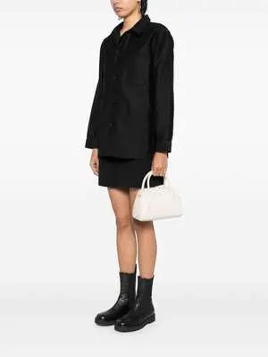 AGNES B. Leather Boston Crossbody Bag - White