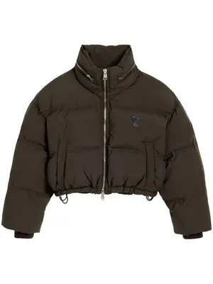 Ami Zipped Puffer Jacket - Brown