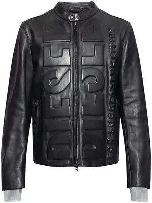 DIESEL® Leather Jacket With Embossed Logo