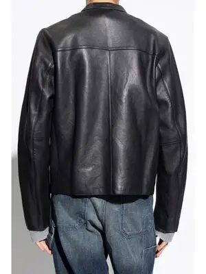 DIESEL® Leather Jacket With Embossed Logo
