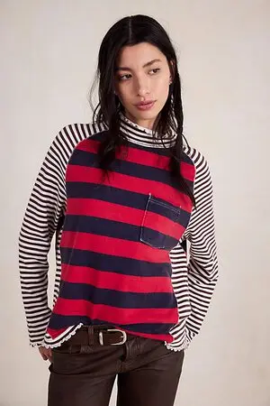 Red Striped Tops For Women
