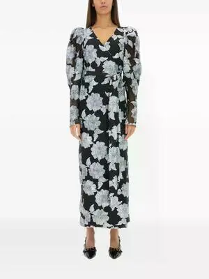 ROTATE BY BIRGER CHRISTENSEN Flower Mesh Maxi Dress - Black